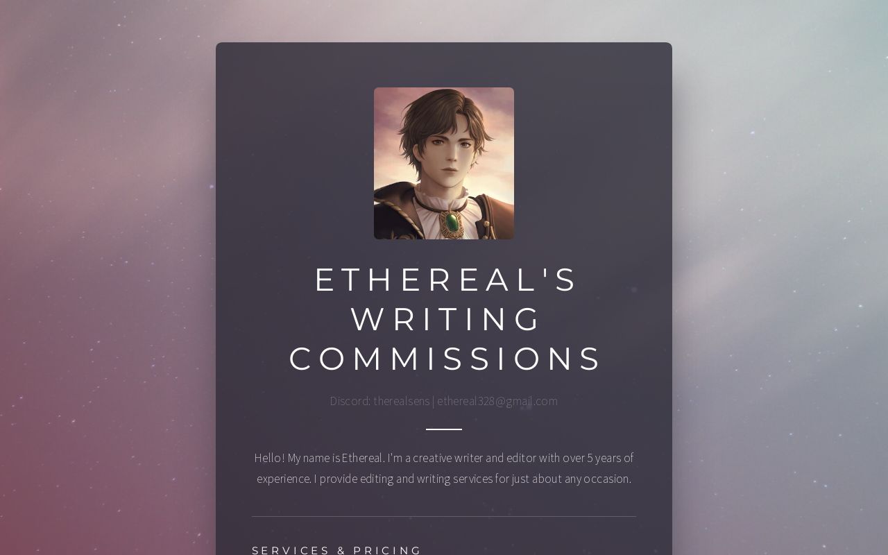 Ethereal's Writing Commissions